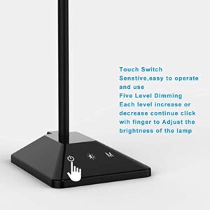 Byyoulike LED Desk Lamp Flexible Gooseneck Table Lamp with Touch Control 5 Brightness Levels Adjustable Night Light Eye-Caring Dimmable Table Light(Black)