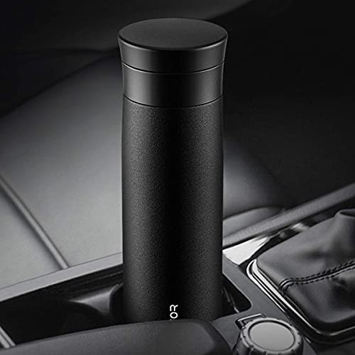 LEIDFOR Tea Thermos with Infuser for Loose Leaf Tea - Vacuum Insulated Tea Infuser Tumbler - Tea Bottle with Leak Proof Screw Lid Portable 17oz Black