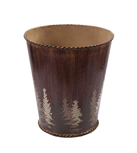 Paseo Road by HiEnd Accents | Clearwater Pines Rustic Bathroom Metal Waste Basket, Forest Pine Tree Cabin Theme Bath Accessories