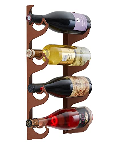 di prima usa Wine Rack Wall Mounted for Wine Bottles - Luxury Metal Wine Rack Mount - Long-Lasting Hanging Wine Rack for Wall Mount, Cellar, Kitchen, Living Room - Single Depth Row – 4 Bottles