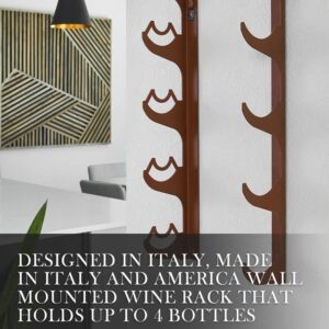 di prima usa Wine Rack Wall Mounted for Wine Bottles - Luxury Metal Wine Rack Mount - Long-Lasting Hanging Wine Rack for Wall Mount, Cellar, Kitchen, Living Room - Single Depth Row – 4 Bottles