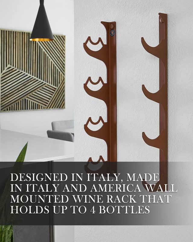 di prima usa Wine Rack Wall Mounted for Wine Bottles - Luxury Metal Wine Rack Mount - Long-Lasting Hanging Wine Rack for Wall Mount, Cellar, Kitchen, Living Room - Single Depth Row – 4 Bottles