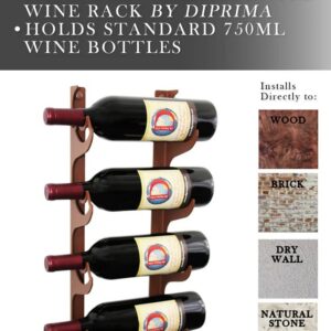 di prima usa Wine Rack Wall Mounted for Wine Bottles - Luxury Metal Wine Rack Mount - Long-Lasting Hanging Wine Rack for Wall Mount, Cellar, Kitchen, Living Room - Single Depth Row – 4 Bottles