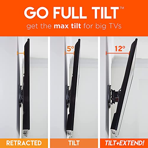 ECHOGEAR Advanced Tilt TV Wall Mount - Extends to Enable Maximum Tilt Range On Large TVs Up to 86" - Fireplace Friendly Design with Universal Bracket & Easy Install