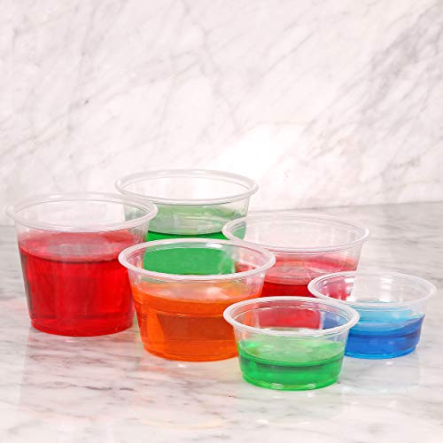 Freshware Plastic Portion Cups with Lids [5.5 Ounce, 100 Sets] Souffle Cups, Jello Shot Cups, Condiment Sauce Containers For Sampling, Sauce, Snack or Dressing