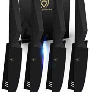 Dalstrong Steak Knife Set - 4-Piece - 5" Blade - Shadow Black Series - Black Titanium Nitride Coated - High Carbon - 7CR17MOV-X Vacuum Treated Steel- Sheath - NSF Certified