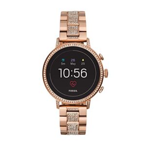 fossil women's gen 4 venture hr heart rate stainless steel touchscreen smartwatch, color: rose gold (model: ftw6011)