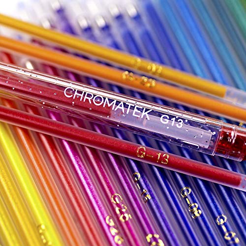 Glitter Pen Refills by Chromatek. 50 Refills. Super Glittery Ultra Vivid Colors. No Repeats. Professional Art Pen Refills. New & Improved