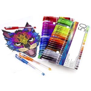 Chromatek Glitter Pens 100 Set Best Colors. 200% The Ink: 50 Gel Pens, 50 Refills. Super Glittery Ultra Vivid Colors. No Repeats. Professional Art Pens. New & Improved.