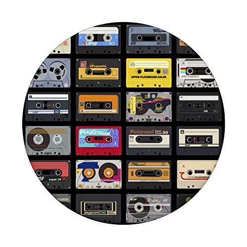 Vintage Retro Tape Cassette Variety Pattern PopSockets PopGrip: Swappable Grip for Phones & Tablets