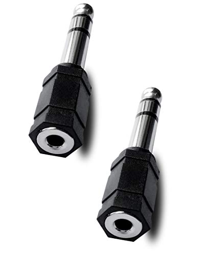 6.35mm Male to 3.5mm Female Headphone Stereo Audio Connector (2 Pack)