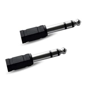 6.35mm Male to 3.5mm Female Headphone Stereo Audio Connector (2 Pack)