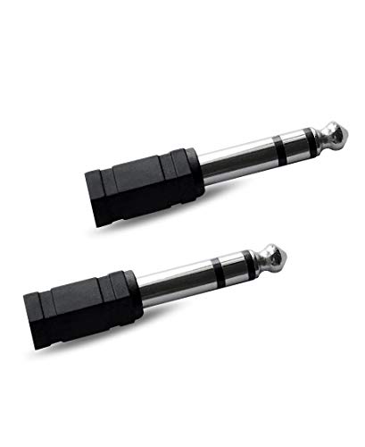 6.35mm Male to 3.5mm Female Headphone Stereo Audio Connector (2 Pack)