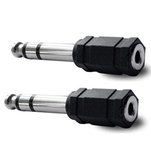 6.35mm Male to 3.5mm Female Headphone Stereo Audio Connector (2 Pack)