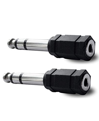 6.35mm Male to 3.5mm Female Headphone Stereo Audio Connector (2 Pack)