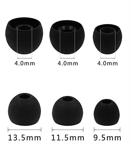 ALXCD Ear Tips for in-Ear Headphone, S/M/L 6 Pair Replacement Earbud Tips, (Black)