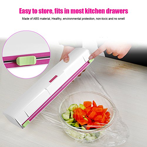 Food Wrap Cutter, Home Plastic Food Wrap Dispenser Cutter Foil and Cling Film Cutter Kitchen Storage Accessories