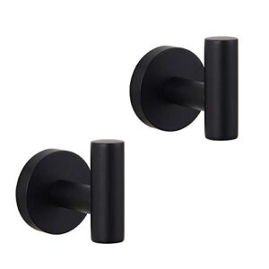 gerzwy bathroom matte black coat hook sus 304 stainless steel single towel/robe clothes hook for bath kitchen contemporary hotel style wall mounted 2 pack ag1107b-bk