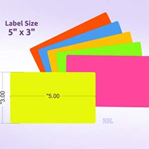 Next Day Labels, 3 X 5 Rectangle Inventory Color Coding Labels, 500 Per Roll (Fluorescent Green)