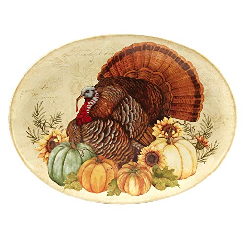 Certified International 22749 Autumn Fields Oval Turkey Platter 18" x 13.5" Servware, Serving Accessories, One Size, Multicolored