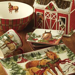 Certified International 16" x 12" Christmas on The Farm Rectangular Platter 16",Red