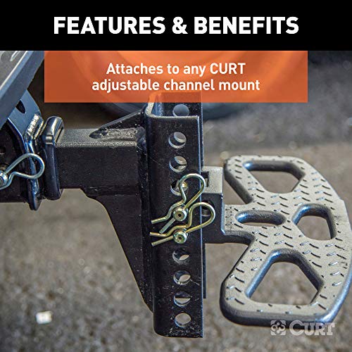 CURT 45909 Folding Hitch Step for Adjustable Channel Mount 17.1 x 8.5 x 2.7 inches