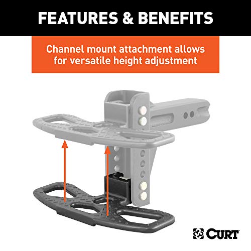 CURT 45909 Folding Hitch Step for Adjustable Channel Mount 17.1 x 8.5 x 2.7 inches