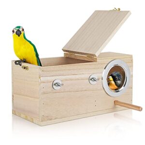 frjjthchy parakeet nesting box, bird nesting box wood cockatiel nesting box for lovebird cockatiel budgie finch conure durable aviary cage (l)