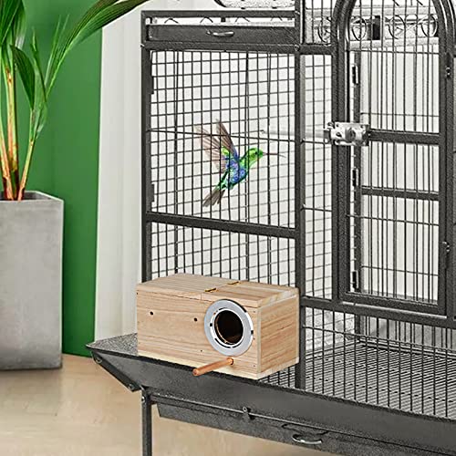 Frjjthchy Parakeet Nesting Box, Bird Nesting Box Wood Cockatiel Nesting Box for Lovebird Cockatiel Budgie Finch Conure Durable Aviary Cage (L)