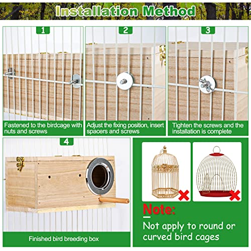 Frjjthchy Parakeet Nesting Box, Bird Nesting Box Wood Cockatiel Nesting Box for Lovebird Cockatiel Budgie Finch Conure Durable Aviary Cage (L)