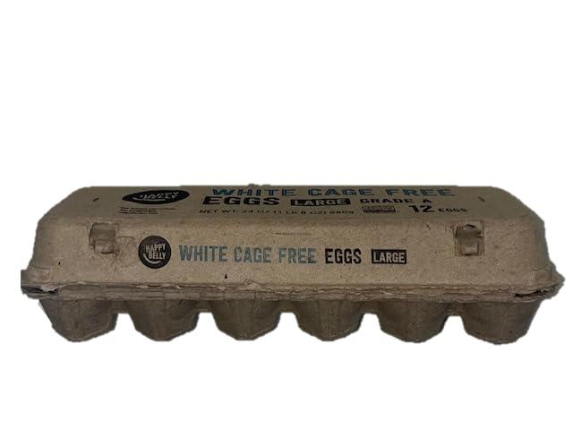 Amazon Brand - Happy Belly Cage-Free, Large, White Eggs, 1 Dozen (Packaging May Vary)