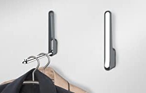 WENKO Folding Coat Hooks for Hanging, Wall Hooks, Clothes Hanger Hook, Wall Mounted Hooks, Towel Racks for Bathroom, Bedroom, Coat Rack Wall Mount, Gray, 1 x 7 x 1.4 in