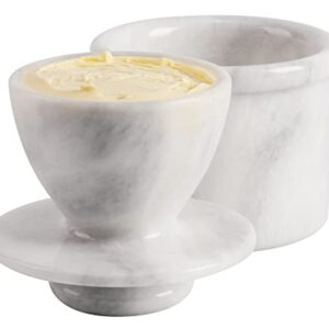 Butter Keeper Cover Pot White Handmade Marble French Butter Storage Crock Keeper for Kitchenware