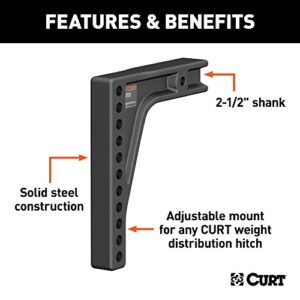 CURT 17132 Replacement Weight Distribution Hitch Shank, 2-1/2-Inch Receiver, 8-Inch Drop