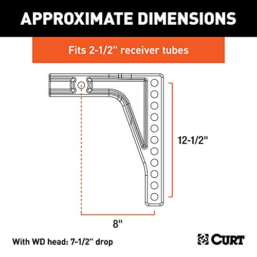 CURT 17132 Replacement Weight Distribution Hitch Shank, 2-1/2-Inch Receiver, 8-Inch Drop