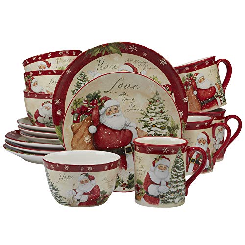 Certified International 89127 Holiday Wishes 16 piece Dinnerware Set, Set of 4, One Size, Mulicolored