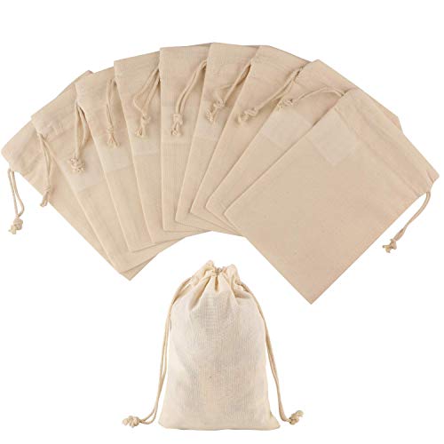 Greenmile 24 Pieces Organic Cotton Muslin Bags 4x6 Inch - Small Bulk Muslin Bags With Drawstring - Cloth Drawstring Bags for DIY Craft, Home Decor, Spices, Tea, Gift Sachet, Soap, Candy, Party Favours