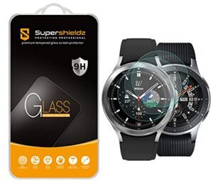 (3 pack) supershieldz designed for samsung galaxy watch 4 classic (46mm) / galaxy watch (46mm) tempered glass screen protector, anti scratch, bubble free