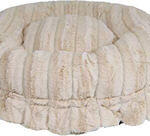 Bessie and Barnie Ultra Plush Natural Beauty/Wolfhound Grey Deluxe Luxury Shag Dog/Pet Lily Pod Bed Machine Washable