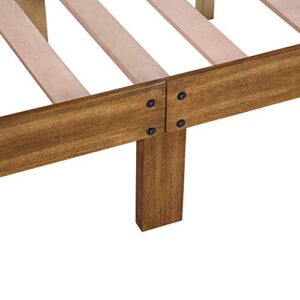 PrimaSleep 14 Inch Solid Wood Platform Bed Frame/Anti-Slip Support/No Box Spring Needed/Easy to Set, Full, Light Brown