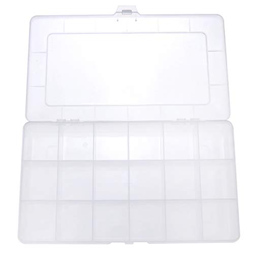 Xiaoyztan 2 Pcs 18-Grid Plastic Storage Cases Multifunctional Container Boxes for Small Components Jewelry Sweets Medicine (8" x 4.7" x 1.3")