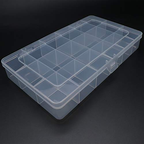 Xiaoyztan 2 Pcs 18-Grid Plastic Storage Cases Multifunctional Container Boxes for Small Components Jewelry Sweets Medicine (8" x 4.7" x 1.3")