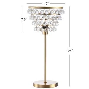 JONATHAN Y JYL9004B Buckingham 25" Crystal/Metal Table Lamp Modern Contemporary Bedside Desk Nightstand Lamp for Bedroom Living Room Office College Bookcase, Brass Gold