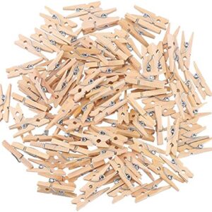 CCINEE 200 Pcs Wooden Craft Clothespins, 1 Inch Bulk Small Sturdy Wood Clips for Hanging Photos Crafts Projects Making