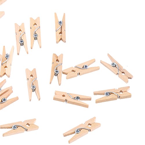 CCINEE 200 Pcs Wooden Craft Clothespins, 1 Inch Bulk Small Sturdy Wood Clips for Hanging Photos Crafts Projects Making