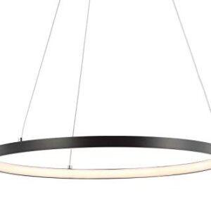 JONATHAN Y JYL7202A Bradley 15.7" Round Integrated LED Metal Pendant Chandelier Modern Contemporary Transitional Dining Room Living Room Kitchen Foyer Bedroom Hallway, Matte Black