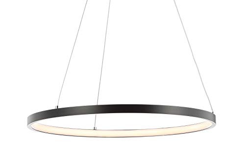 JONATHAN Y JYL7202A Bradley 15.7" Round Integrated LED Metal Pendant Chandelier Modern Contemporary Transitional Dining Room Living Room Kitchen Foyer Bedroom Hallway, Matte Black