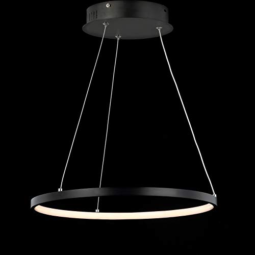 JONATHAN Y JYL7202A Bradley 15.7" Round Integrated LED Metal Pendant Chandelier Modern Contemporary Transitional Dining Room Living Room Kitchen Foyer Bedroom Hallway, Matte Black