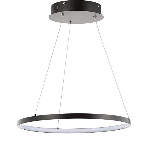 JONATHAN Y JYL7202A Bradley 15.7" Round Integrated LED Metal Pendant Chandelier Modern Contemporary Transitional Dining Room Living Room Kitchen Foyer Bedroom Hallway, Matte Black