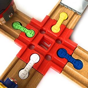 TrainLab Cross Track Connector with Dog Bones for Wooden Railway (Red)